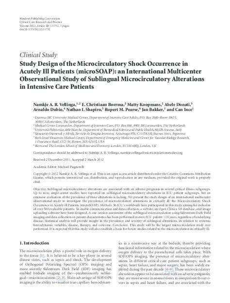 Pdf Second Consensus On The Assessment Of Sublingual Microcirculation In Critically Ill