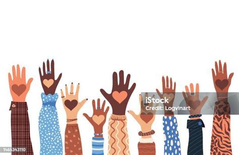 마음을 가진 다민족 인종의 다양한 손 자원 봉사자 다양성 다민족 그룹에 대한 스톡 벡터 아트 및 기타 이미지 다민족 그룹 다양성 공동체 Istock