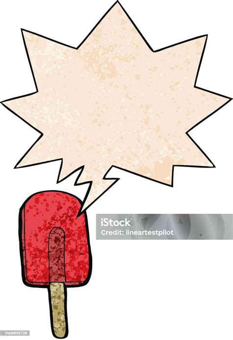 복고풍 질감 스타일의 말풍선이 있는 만화 얼음 롤리 귀여운에 대한 스톡 벡터 아트 및 기타 이미지 귀여운 그런지 이미지