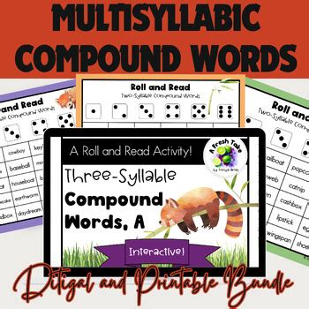 Roll Read Multisyllabic 3 Syllable Compound Words Sentences Digital