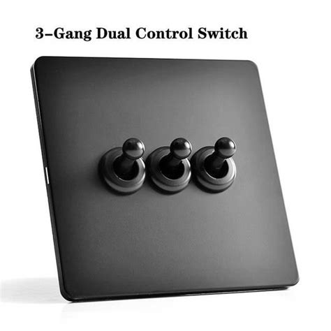 INTERRUPTEUR 3 Gang Switch Applique Murale Noire En Acier Inoxydable