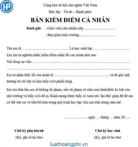 Tham Khảo Những Văn Mẫu Bản Kiểm điểm Cập Nhật Mới Nhất