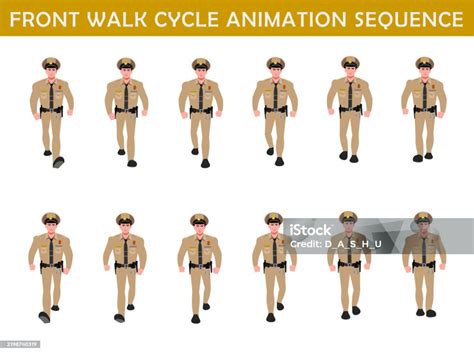 Police Office Walk Cycle Animtion Sprite Sheet Stock Illustration Download Image Now