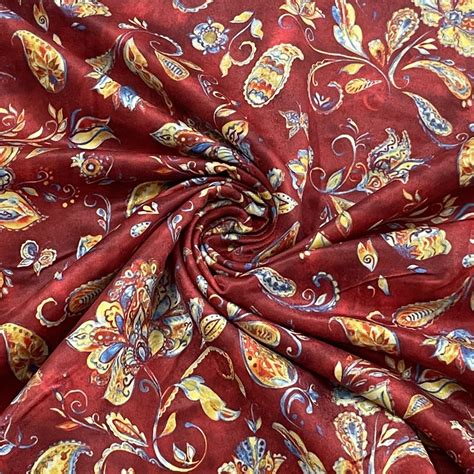 Buy Classic Dark Red Floral Print Velvet Fabric Online At Tradeuno