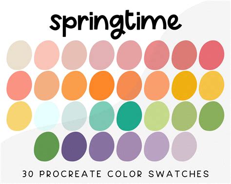 Design And Templates Ipad Procreate Tools Color Swatches Spring Picnic Procreate Color Palette