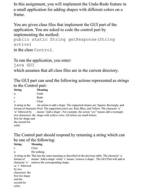 Solved In This Assignment You Will Implement The Undo Redo