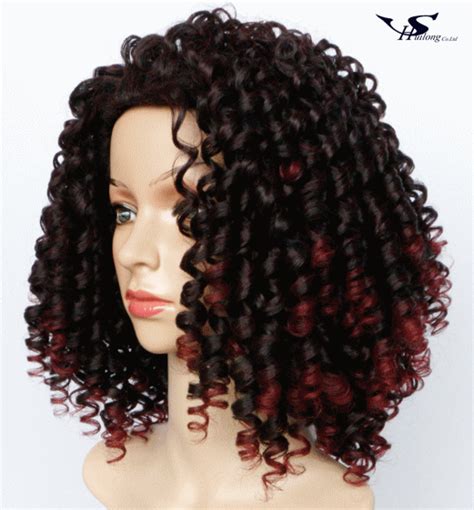 Afro Wig Black Kinky Curly Synthetic Wig Highlight Kinky Curly
