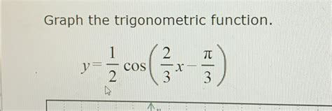Solved Graph the trigonometric function y 12cos 23x π3 Chegg