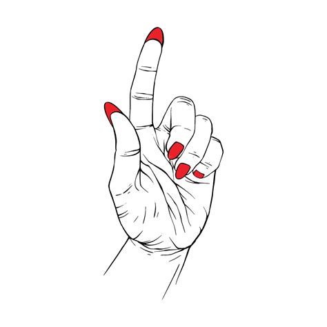 Premium Vector Long Red Nails Hand Drawn Gesture Sketch Vector