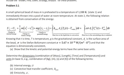 Solved A Small Spherical Bead Of Mass M Is Preheated To A Chegg