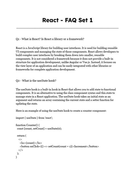 react faq set 1 pdf software development computing