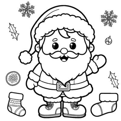 Dibujo de Papá Noel y un reno para colorear a imprimir PDF gratuito