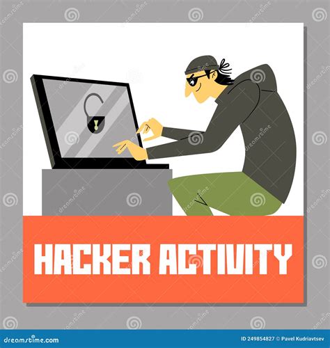 Hacker Activity Banner With Hacker Cracked Pc Password Flat Vector