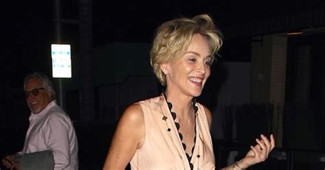 샤론 스톤 누드톤 밀착드레스 입고 몸매 자랑