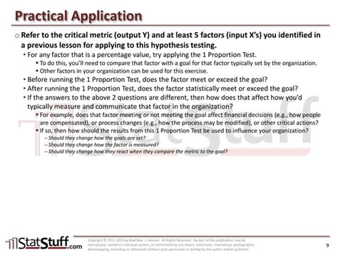 Hypothesis Testing Proportions Compare 1standard Ppt