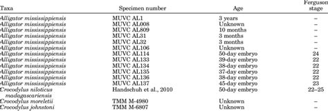 Specimen Numbers And Ages Of Specimens Figured Download Scientific