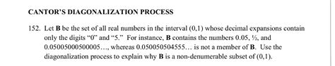 Solved Cantors Diagonalization Process Let B Be The Set Of
