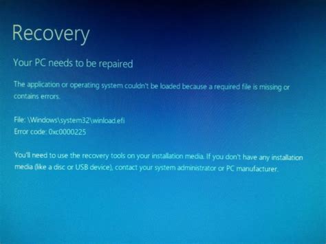 Bsod 0xc0000225 0xc000000e Missing Winloadefi After Copy Or