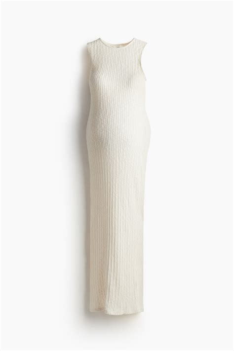 Mama Ribbed Jersey Dress Cream Ladies Handm Us