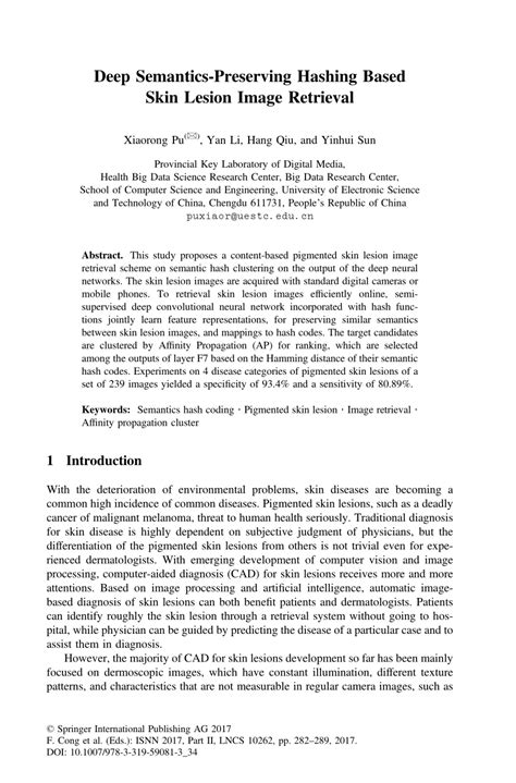Pdf Deep Semantics Preserving Hashing Based Skin Lesion Image Retrieval