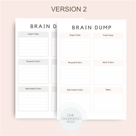 Brain Dump Printable Adhd Brain Dump Thought Organizer Etsy
