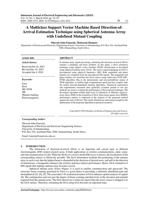 pdf a multiclass support vector machine based direction of arrival