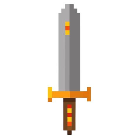 Retro Pixel Art Sword Iconic 8 Bit Weapon For Video Games And Fantasy