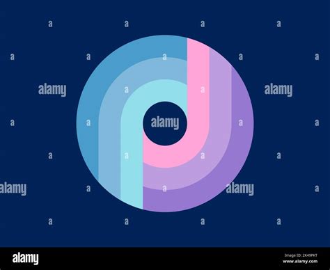 Pastel Blue And Purple Circle Design Template On Dark Blue Background