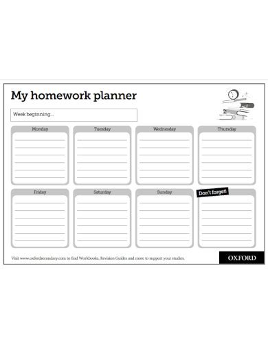 Free 8 Homework Planner Samples In Pdf