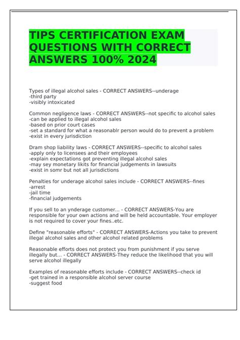 Tips Certification Exam Questions With Correct Answers 100 2024 Tips