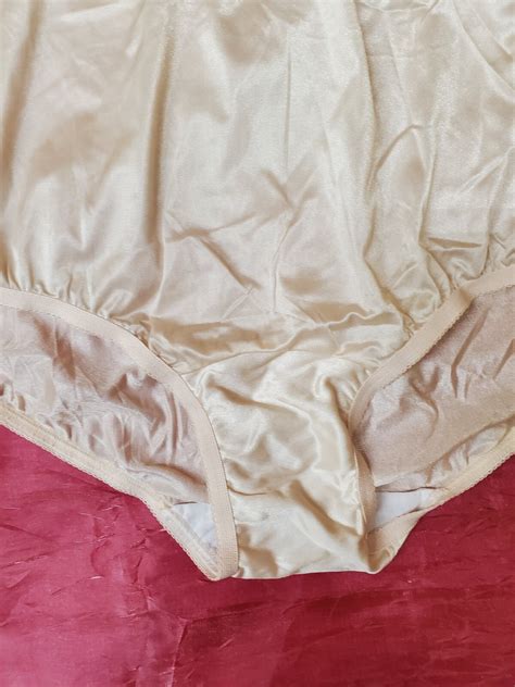 Vtg Sheer Panties Shiny Silky Nylon Gusset 92xl Sissy Sexy Granny Panty Beige Ebay