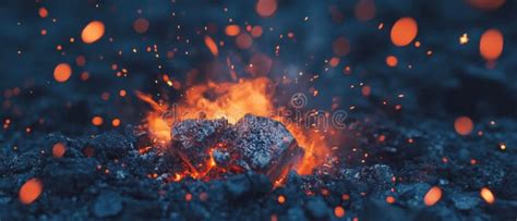 Crafting Hot Metal In A Fire Forge With Sparks Flying Against A Dark