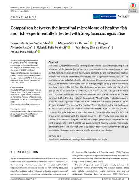 Comparison Between The Intestinal Microbiome Of Healthy Fish And Fish
