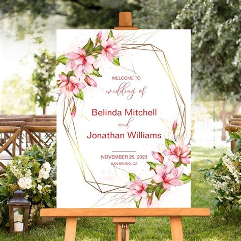 Magnolias Rustic Wedding Welcome Sign Zazzle Wedding Place Cards