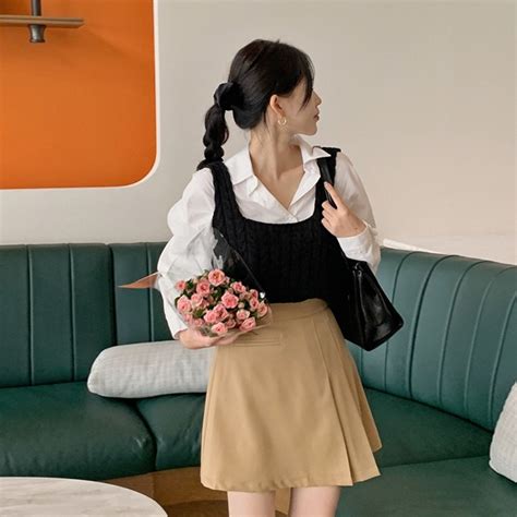 핫핑 가을코디 MADE 에이블 핀턱 플리츠 포켓 뒷밴딩 미니스커트 44 100 가을 신상 빅사이즈스커트 모임룩 데일리