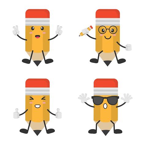 Premium Vector Set Pencil Cartoon Icon Vector Illustration