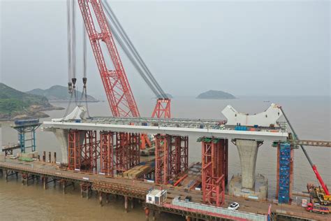 【玉环交通】 西沙门大桥完成首片50m先张法工字梁架设及jd1架设
