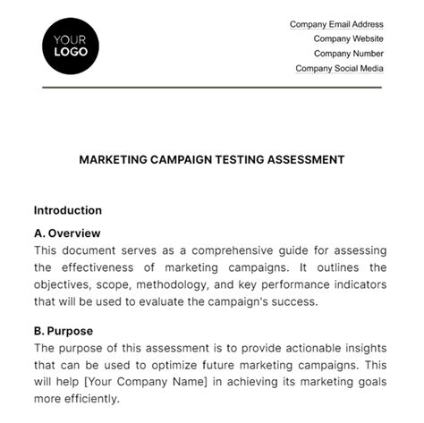 Marketing Campaign Testing Assessment Template Edit Online And Download