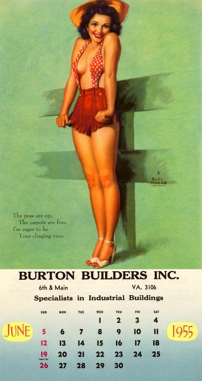 June Calendar Pinup Earl Moran June 1955 Brown And Earl Moran