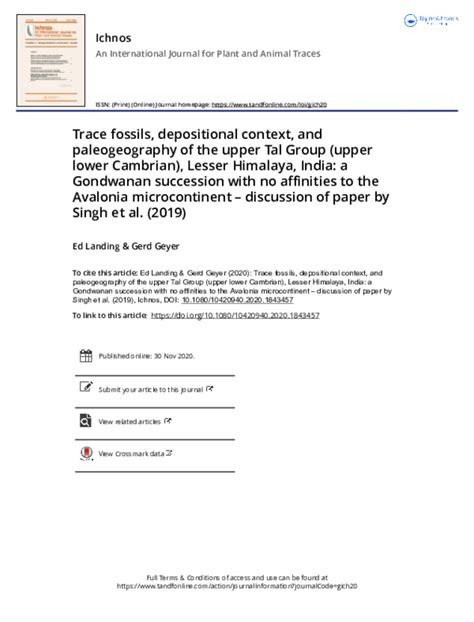 Pdf Trace Fossils Depositional Context And Paleogeography Of The Upper Tal Group Upper