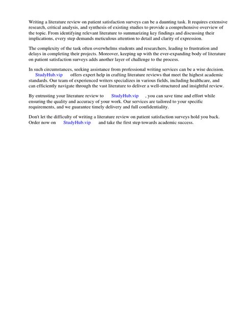 Patient Satisfaction Survey Literature Review Pdf Survey