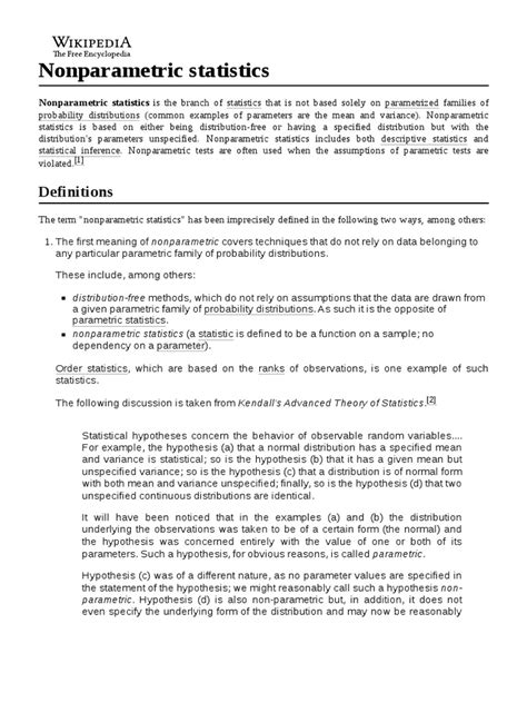 Nonparametric Statistics Pdf Nonparametric Statistics Statistics