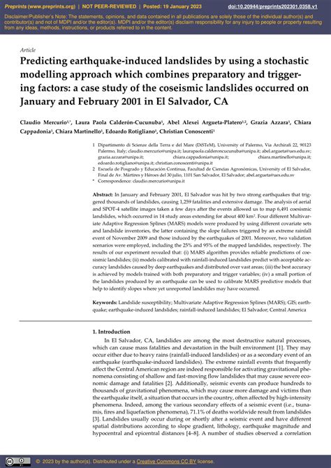 Pdf Predicting Earthquake Induced Landslides By Using A Stochastic