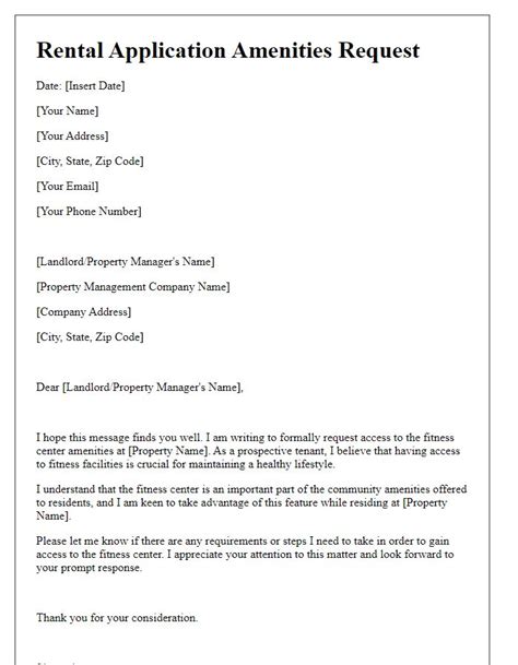 Letter Template For Rental Application Amenities Request Free Samples