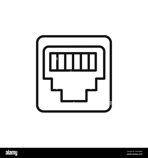 Rj45 Cable Port Icon Logo Sign Vector Outline In Black And White Color