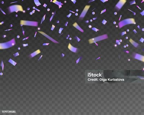 홀로그램 떨어지는 색종이 무지개 빛깔의 질감 반짝이 호일 홀로그램 조각 크리스마스 배너 벡터 배경과 현실적인 색조 떨어짐에 대한 스톡 벡터 아트 및 기타 이미지 Istock