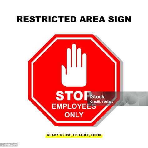 Restricted Zone Safety Signs Warning And Offlimits Notices Stock