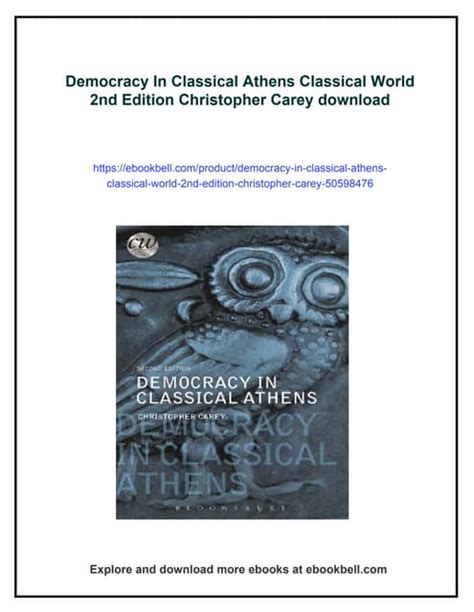 Democracy In Classical Athens Classical World 2nd Edition Christopher