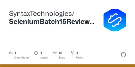 Github Syntaxtechnologiesseleniumbatch15reviewsession