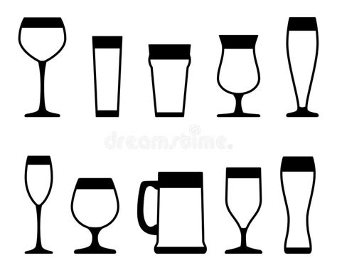 Beer Glasses And Mugs Icons Set Alcoholic Beverage Menu Collection Set